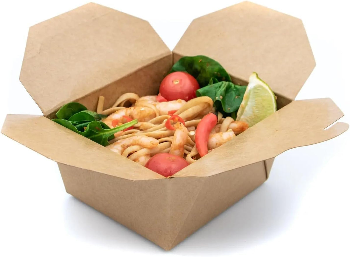 Food Takeaway Box Disposable Kraft Boxes 50-300 Packs Meal Bulk Restau ...