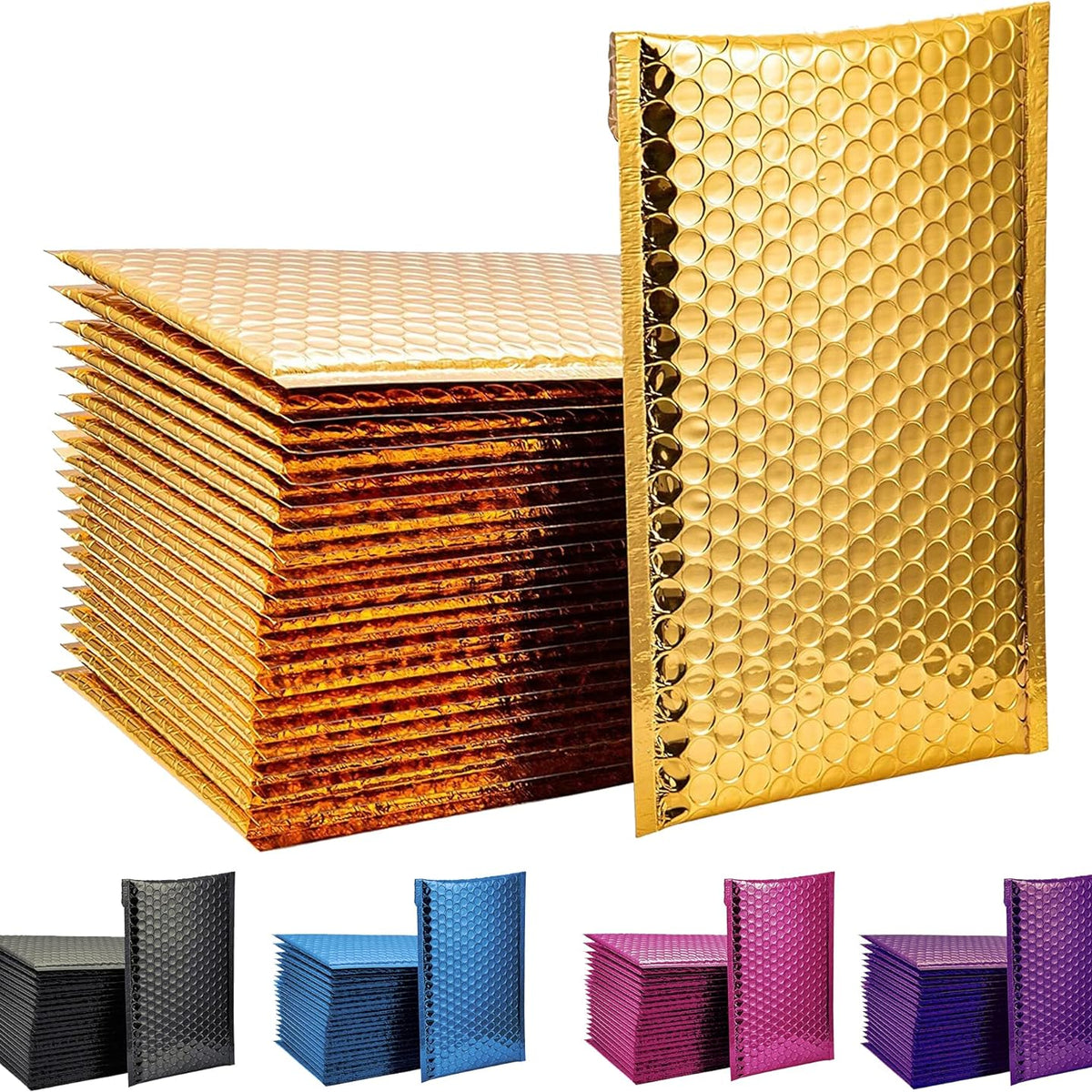 Mailing Envelopes 100 Pack Gold Metallic Bubble Wrap Lined Padded Mail ...